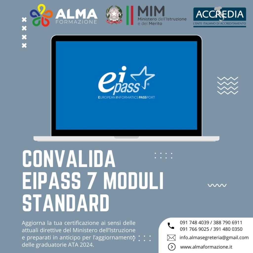Convalida EIPASS 7 Moduli Standard – Alma Formazione