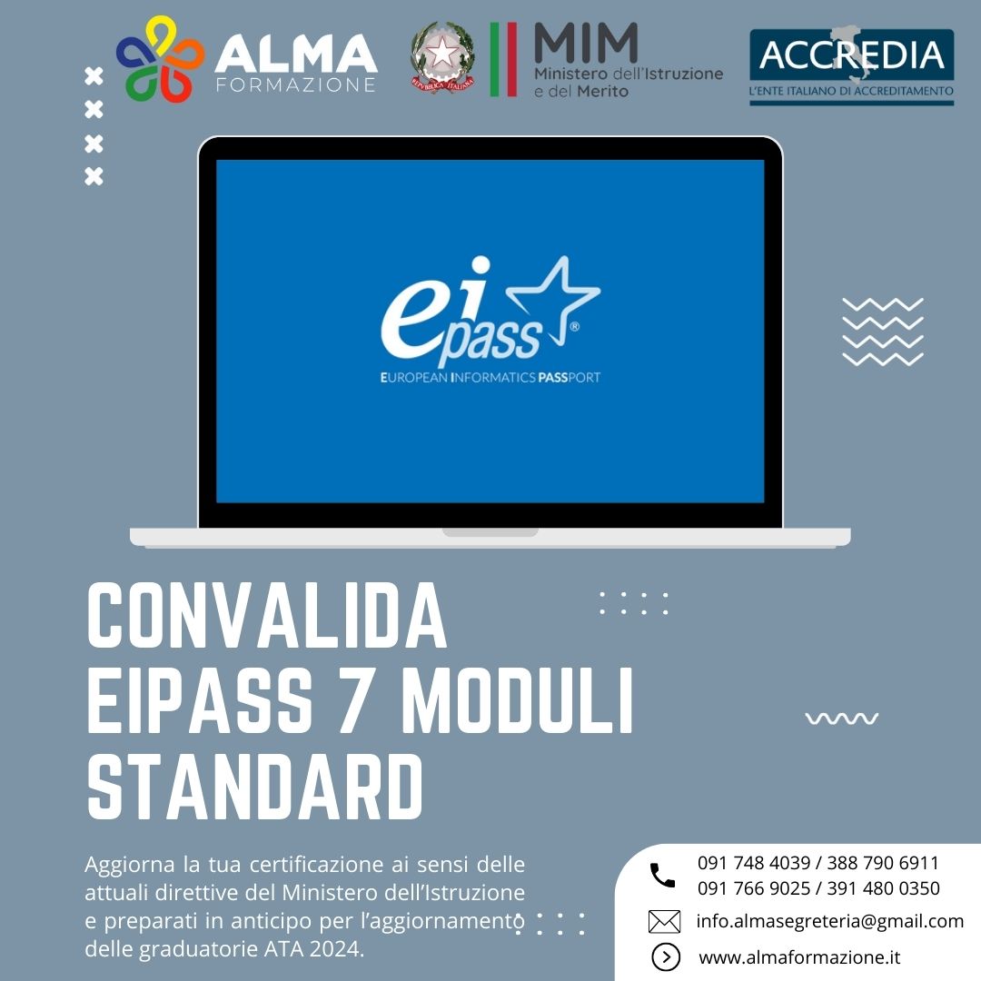 Convalida EIPASS 7 Moduli Standard – Alma Formazione